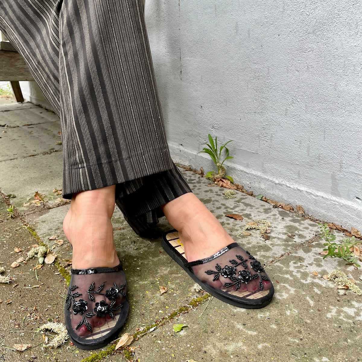 Mesh Slippers - Black/Black sequin – PRAG COPENHAGEN